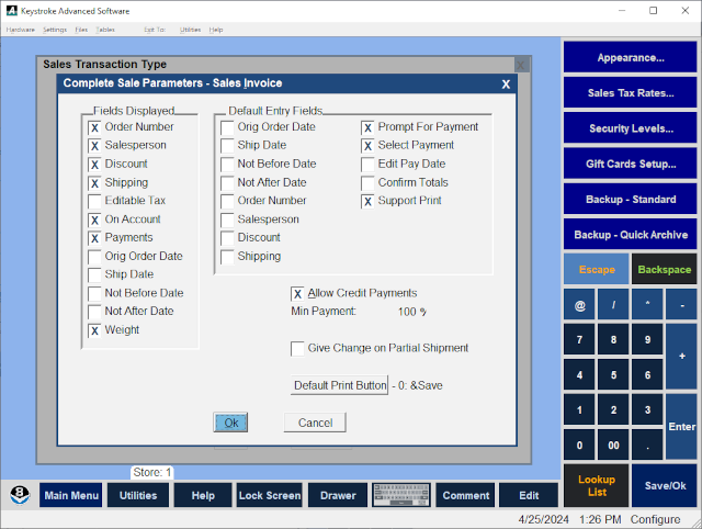 Configuration Manager - Menus - Settings - Sales Transaction Types ...